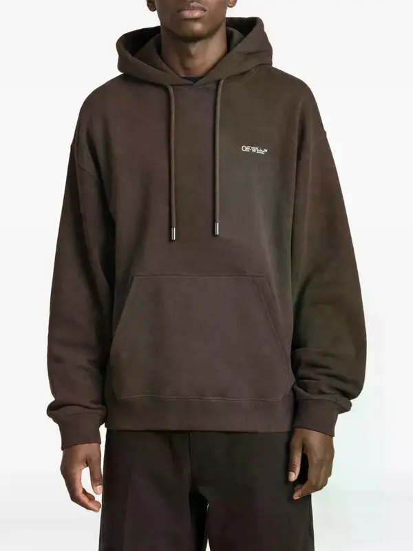 Off-White Logo-embroidered Cotton Hoodie - Brown