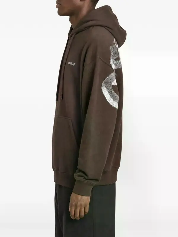 Off-White Logo-embroidered Cotton Hoodie - Brown