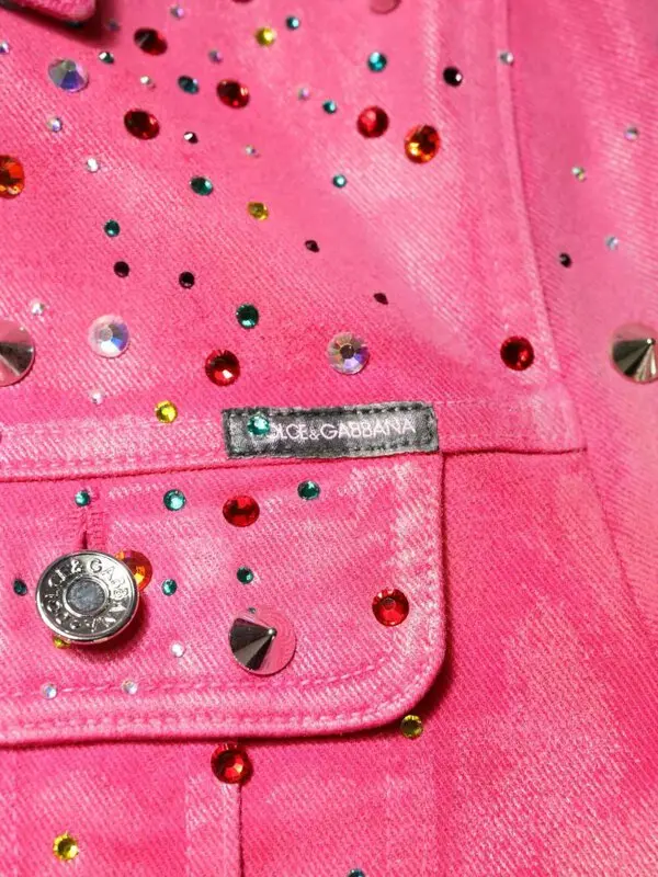 Dolce & Gabbana Crystal-embellished Studded Denim Jacket