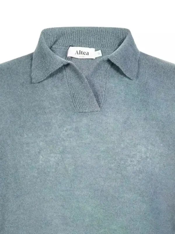 Altea Knitted Long-sleeve Polo Shirt - Blue
