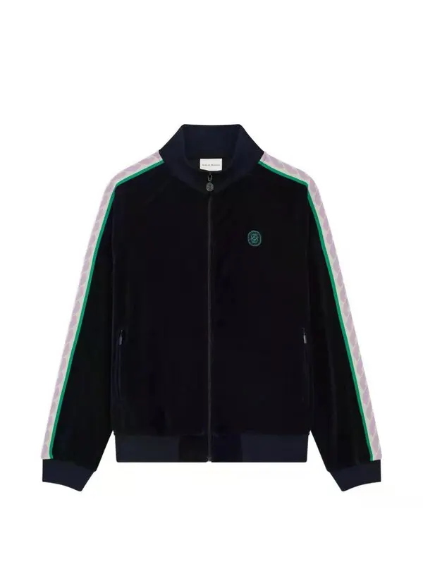 Drole De Monsieur Logo-embroidered Velvet Track Jacket
