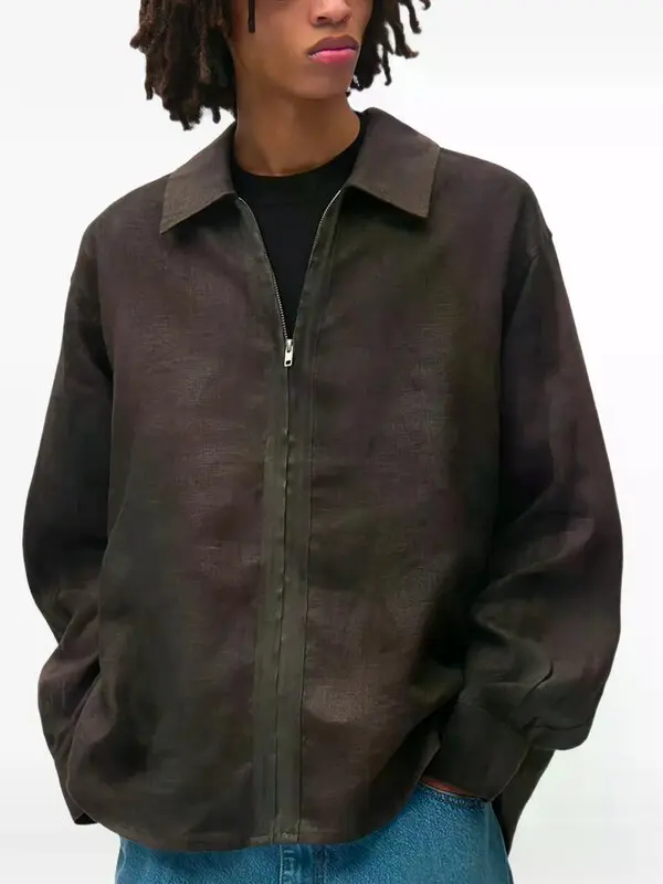 ARTE ANTWERP Dusty Zip-up Linen Shirt - Brown