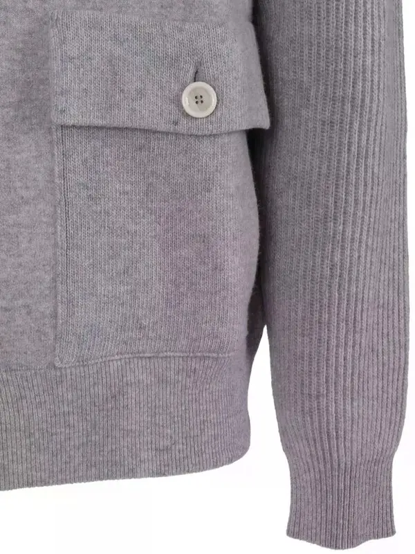 LARDINI Ribbed-sleeve Button-up Cardigan
