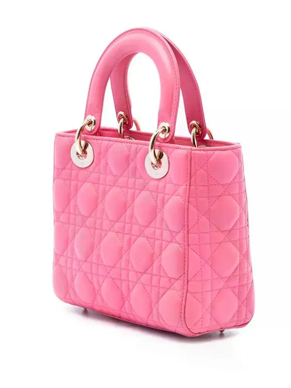 Dior 2017 Small Lambskin Cannage My Abcdior Lady Satchel - Pink