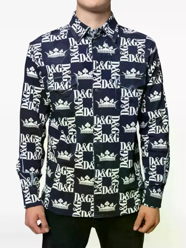 Dolce & Gabbana Crown Logo-print Denim Shirt