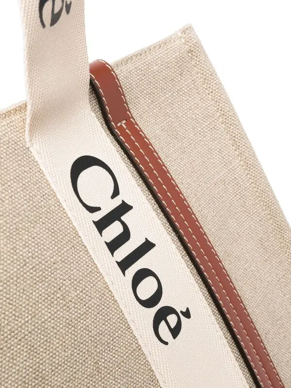 Chloé Woody Medium Linen Tote - Multicolor