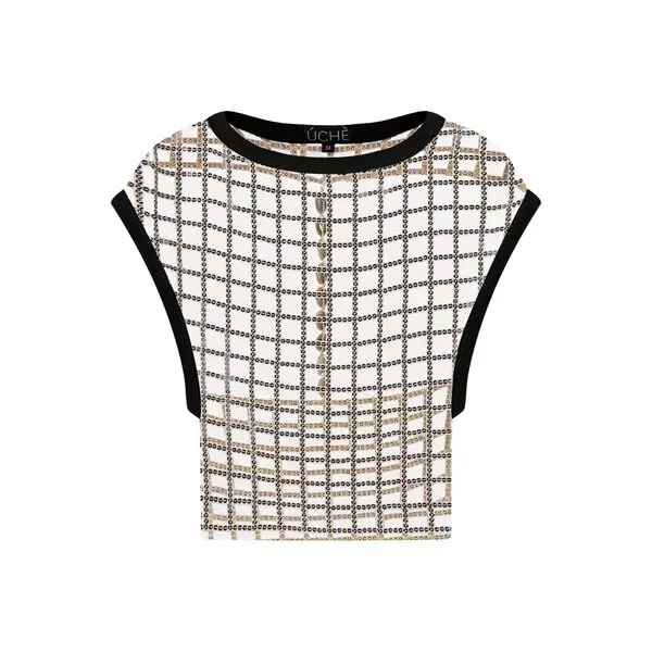 ÚCHÈ Neutrals Oversize Sequin Top
