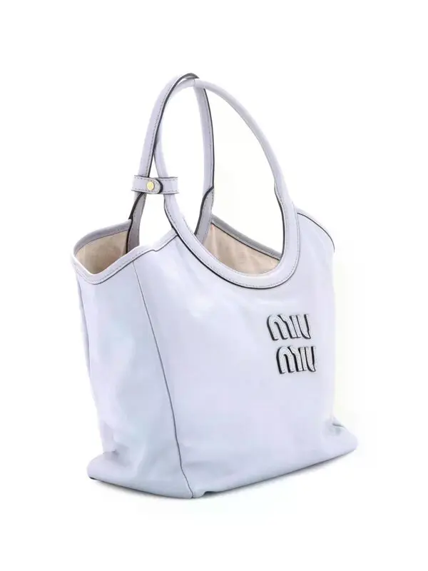 Miu Miu Ivy Leather Medium Tote Bag - Blue
