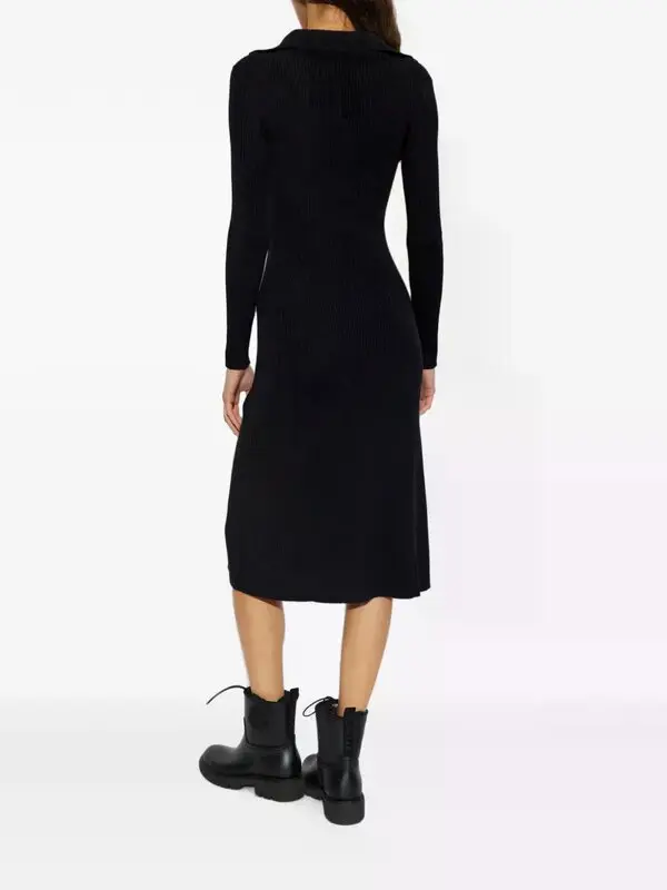Moncler Ribbed Long-sleeve Midi Dress