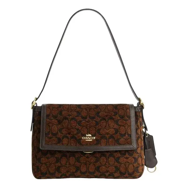 COACH Etta Flap Bag In Signature Chenille - Truffle