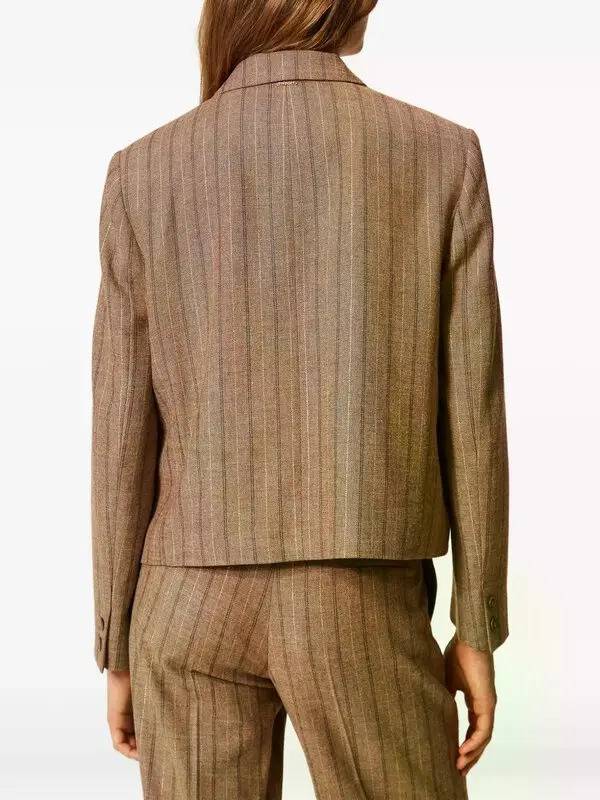 TWINSET Wool Blend Cropped Pinstripe Blazer