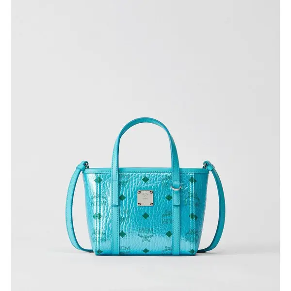 Mcm X-mini Toni Top-zip Shopper In Visetos - Blue Ceramic