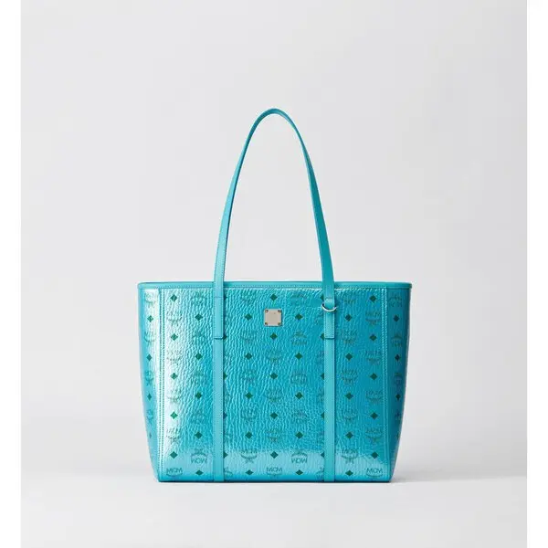 Mcm Medium Toni Top-zip Shopper In Visetos - Blue Ceramic