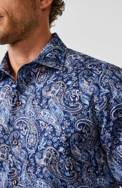 David Donahue Paisley Classic Fit Cotton Sport Shirt
