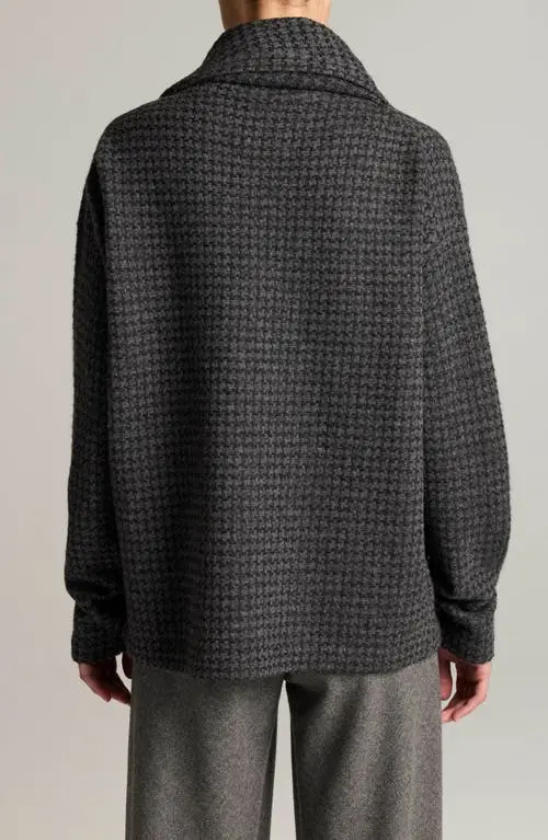Vince Houndstooth Draped Scarf Sweater