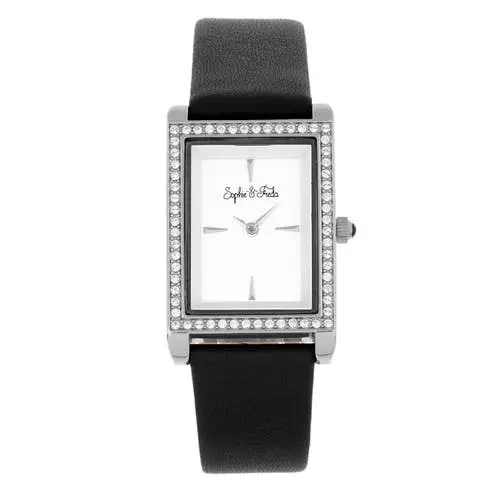 SOPHIE AND FREDA Wilmington Leather-band Watch W/swarovski Crystals - Black