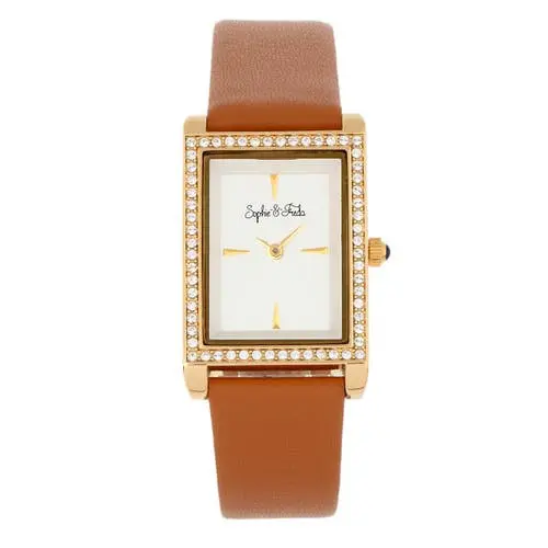 SOPHIE AND FREDA Wilmington Leather-band Watch W/swarovski Crystals - Brown