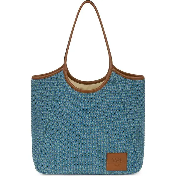 WE-AR4 The Market Linen & Leather Tote - Ocean