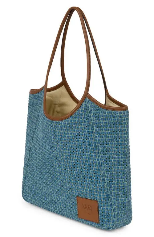 WE-AR4 The Market Linen & Leather Tote - Ocean