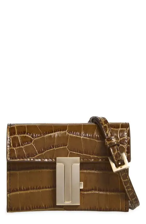 TOM FORD Mia Croc Embossed Leather Crossbody Wallet