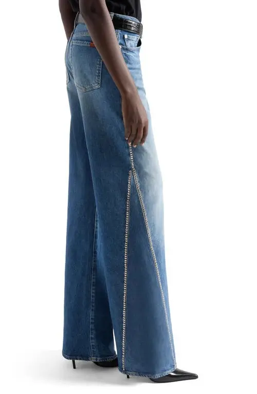 7 For All Mankind Lotta Studded High Waist Wide Leg Jeans