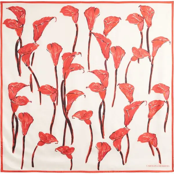 Carolina Herrera Calla Lily Print Twill Square Scarf - Ceramic Multi