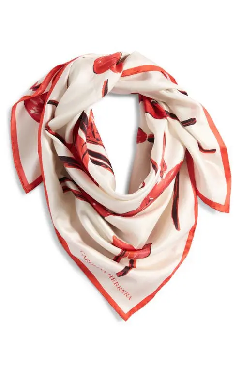 Carolina Herrera Calla Lily Print Twill Square Scarf