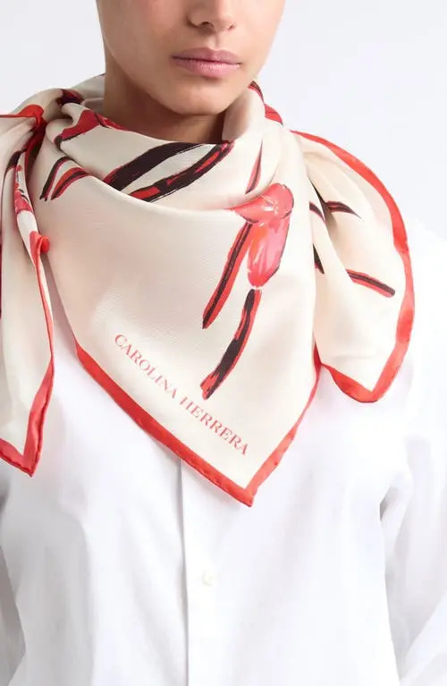Carolina Herrera Calla Lily Print Twill Square Scarf