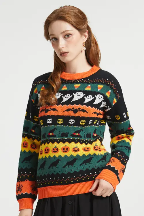 MODCLOTH Fright Night Delight Fair Isle Halloween Sweater