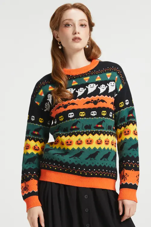 MODCLOTH Fright Night Delight Fair Isle Halloween Sweater