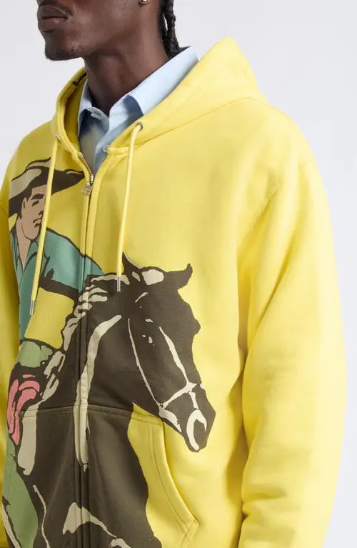 JW Anderson Cowboy Graphic Zip Hoodie - Lemon