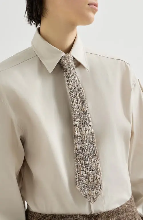 Brunello Cucinelli Dazzling Craquelé Embroidery Tie In Mohair And Wool