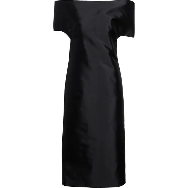 JIL SANDER Off The Shoulder Corset Silk & Wool Dress