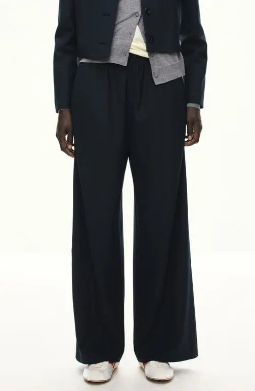 Mango Marker Elastic Waist Wide Leg Pants