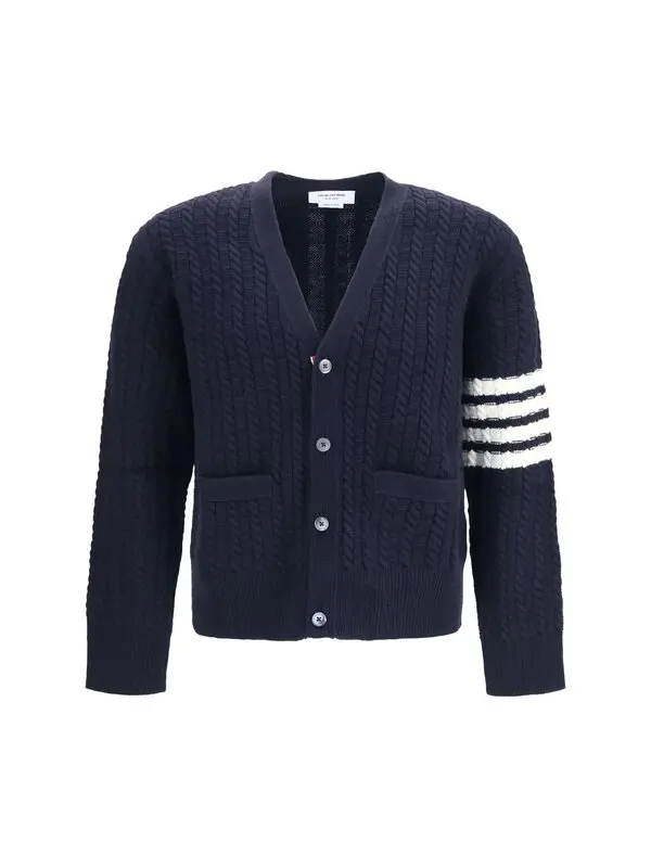 Thom Browne V-neck Sweater With Anchor Embroidery On The Back