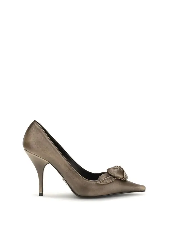 Prada Leather Pumps With Rose Appliqu