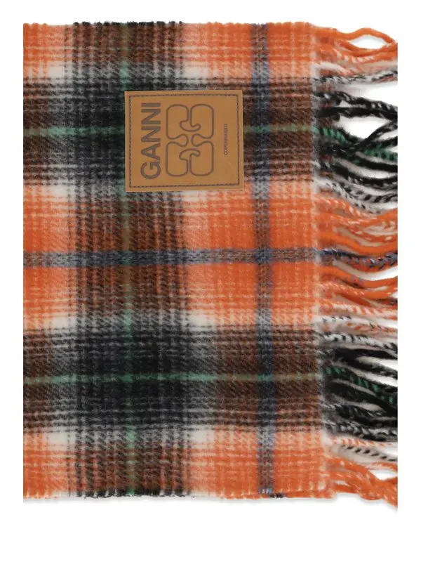 GANNI Checked Wool Scarf