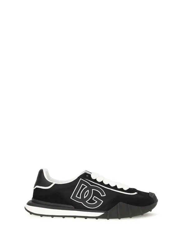 Dolce & Gabbana Dg Logo Leather Sneakers - Black