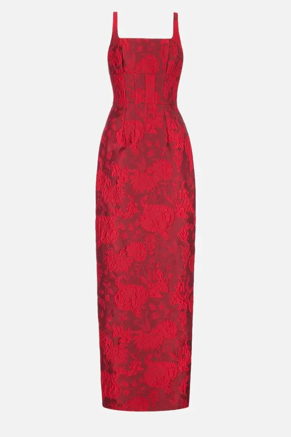 EMILIA WICKSTEAD Megara Dress In Floral Cloque - Red