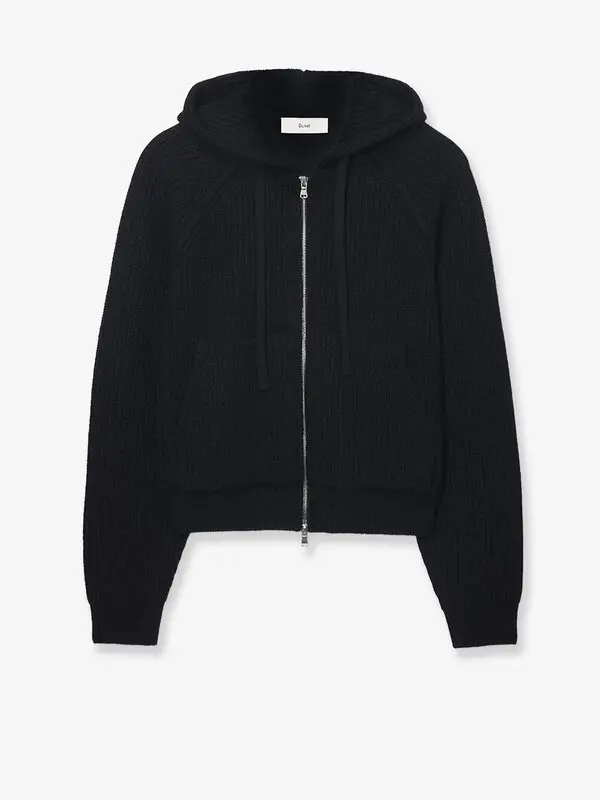 DUNST Wool Blend Hooded Cardigan - Black