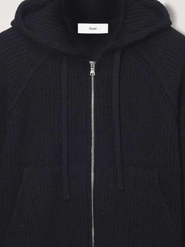 DUNST Wool Blend Hooded Cardigan - Black