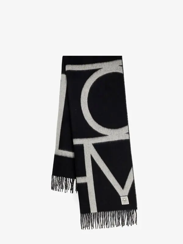 TOTEME Monogram Wool Scarf - Black