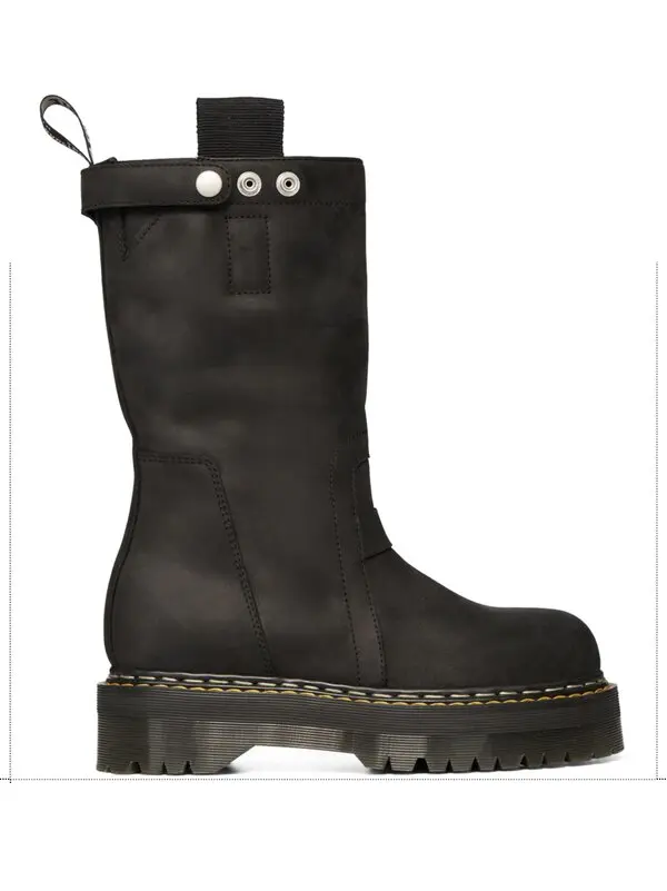 RICK OWENS DR. MARTENS Leather Boots "quad Sole Pull On