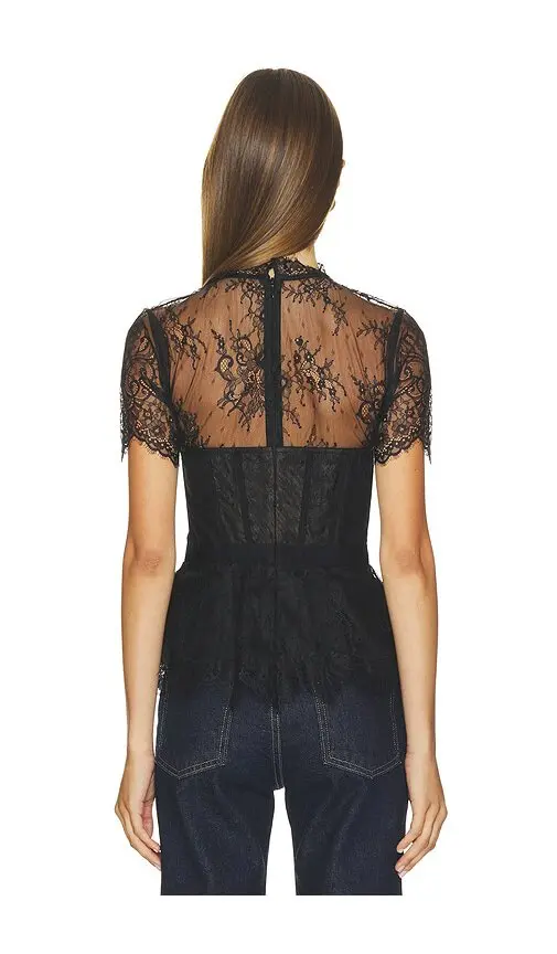 Simkhai Kehlani Lingerie Lace Short Sleeve Bustier Top
