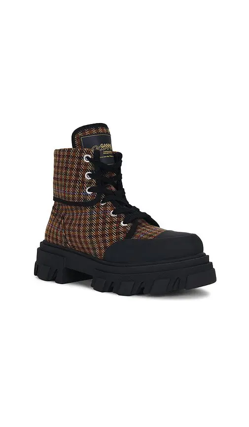 GANNI Cleated Canvas Wool Boot
