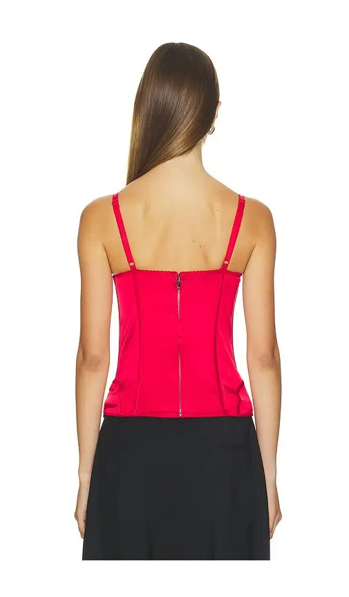Alice + Olivia Mira Seamed Longline Structured Corset In Red