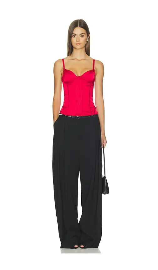 Alice + Olivia Mira Seamed Longline Structured Corset In Red