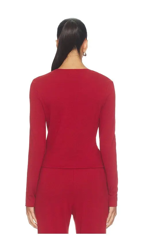LESET Lauren Crop Wrap Top In Red
