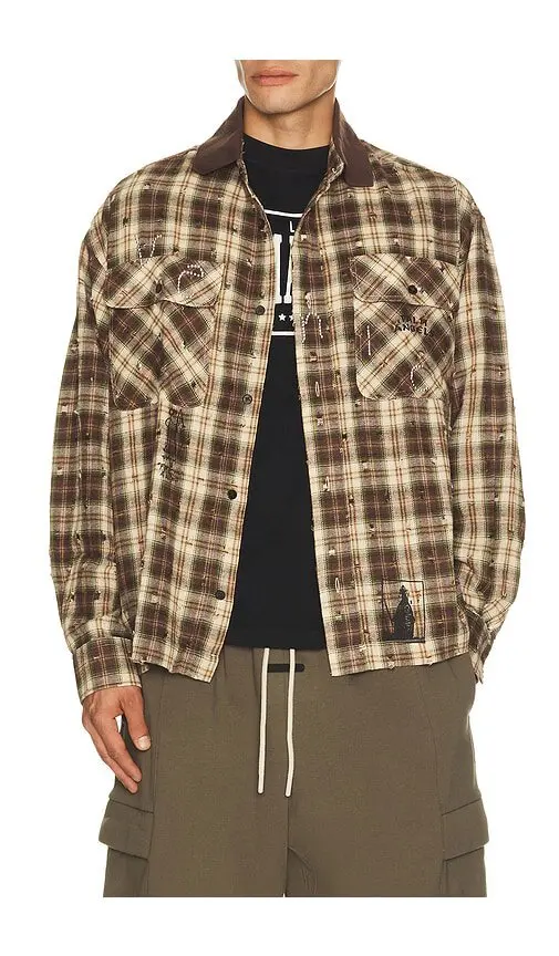 Palm Angels Surfer Dream Check Loose Shirt In Multi