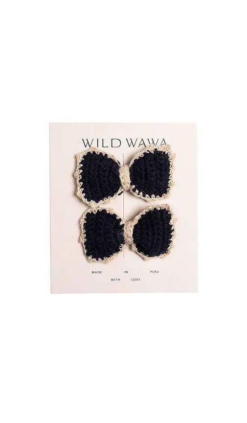 WILD WAWA Knitted Bows Clip Set - Navy